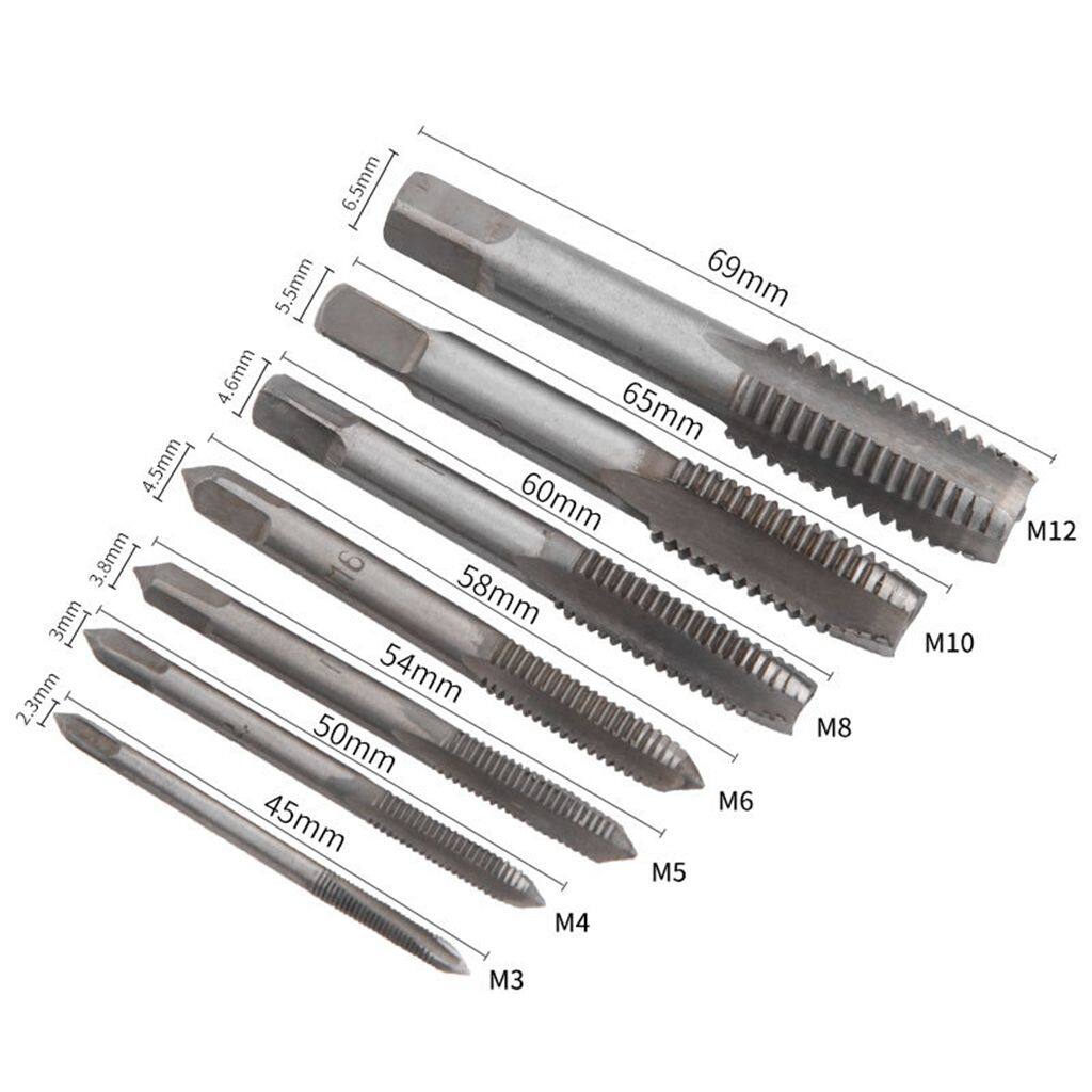SUNANNE Multi-Types Reamer Tool Steel M1-M12 Tap And Die Set Thread Metric Handle Straight Tap ...