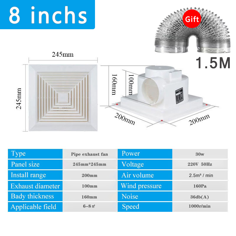 Exhaust Fan Ceiling Silent Ventilator Air Large Suction Louver ...