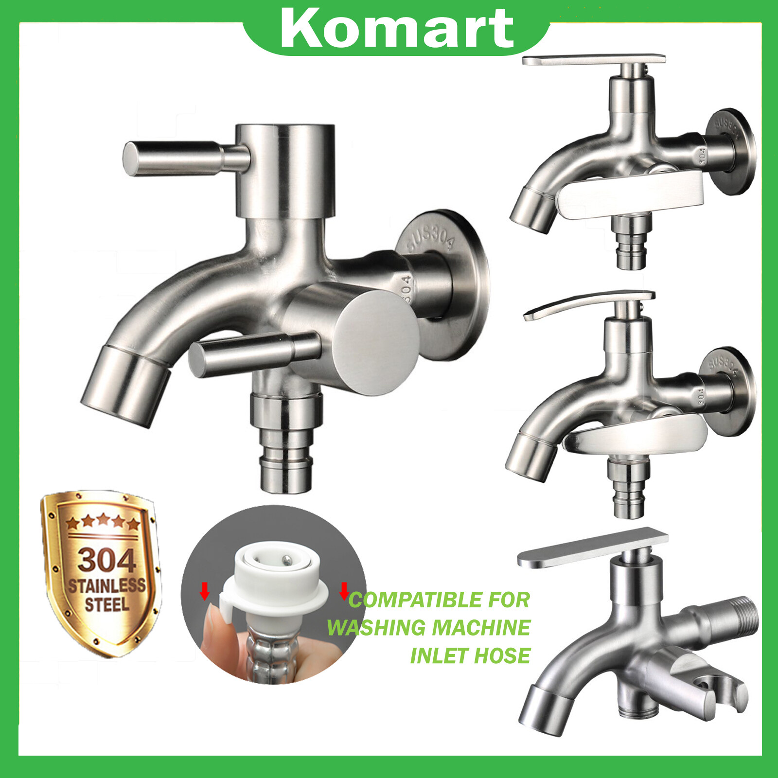 SUS304 Stainless Steel Two Way Tap 1 In 2 Out Multifunctional 2 Head ...