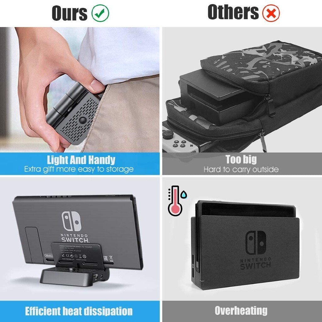 Nintendo Switch Oled HDMI TV Adapter Dock Station สำหรับ NS Switch อัพเกรดขาตั้งพับได้ - koosir ...
