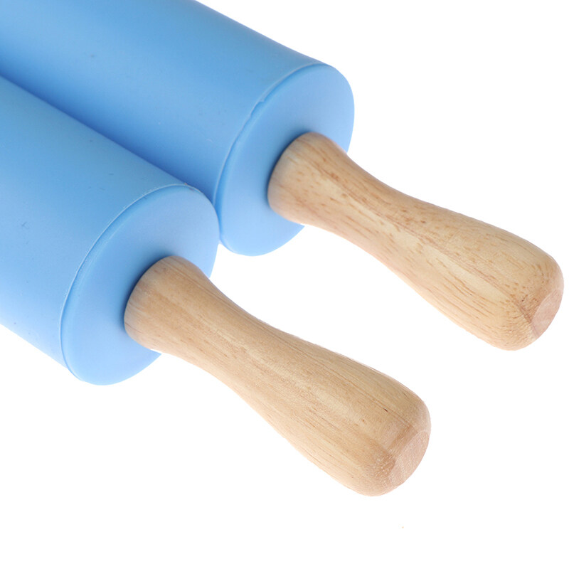 【Reday Stock】Non-Stick Wooden Handle Silicone Rolling Pins Pastry Flour ...