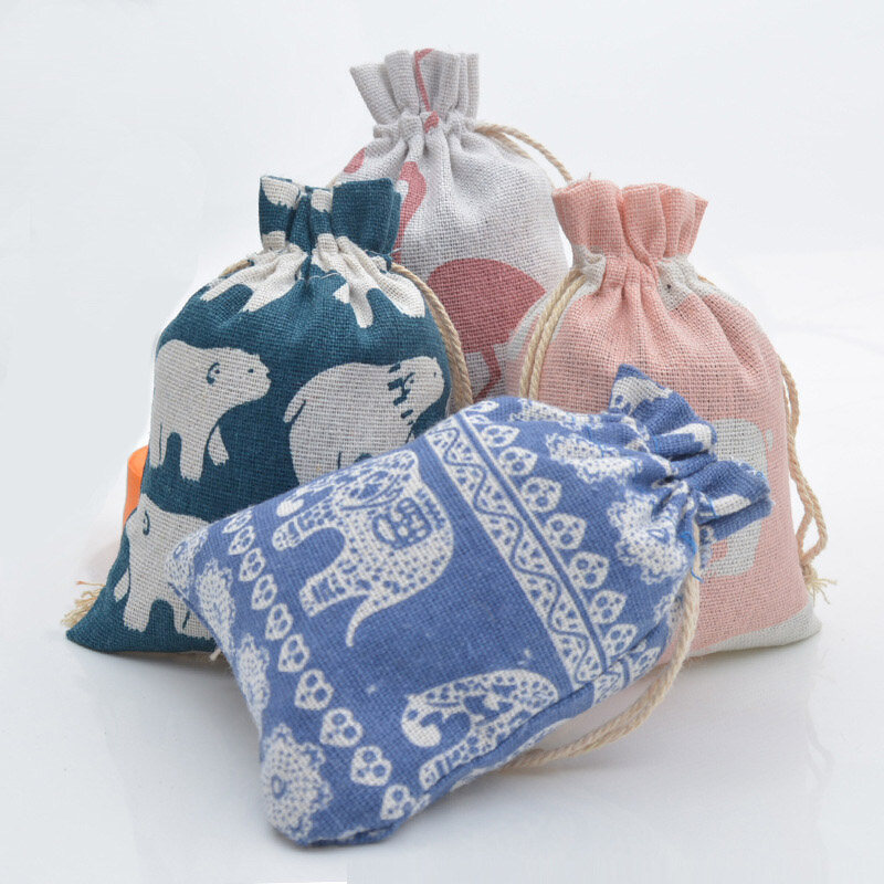 Nuoke 1ชิ้นกระเป๋าบรรจุเครื่องประดับน่ารักถุงของขวัญถุงของขวัญถุงผ้าลินินคอตตอนสำหรับปาร์ตี้งาน ...