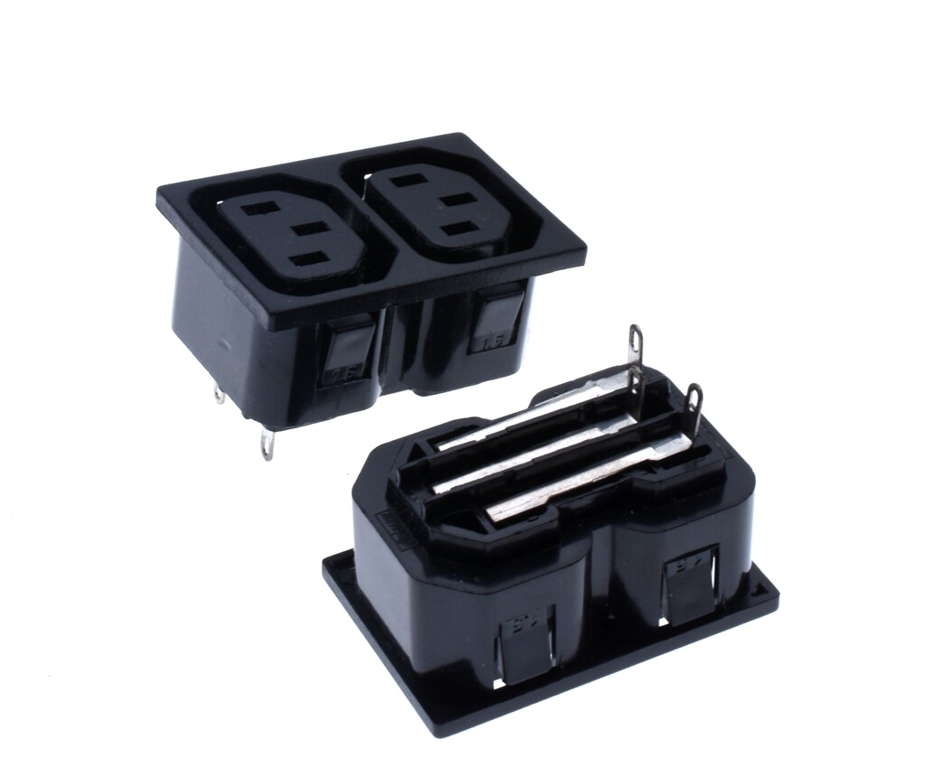 IEC 60320 C13 Ganged socket Snap-in Mounting Solder Tab for UPS &PDU ...