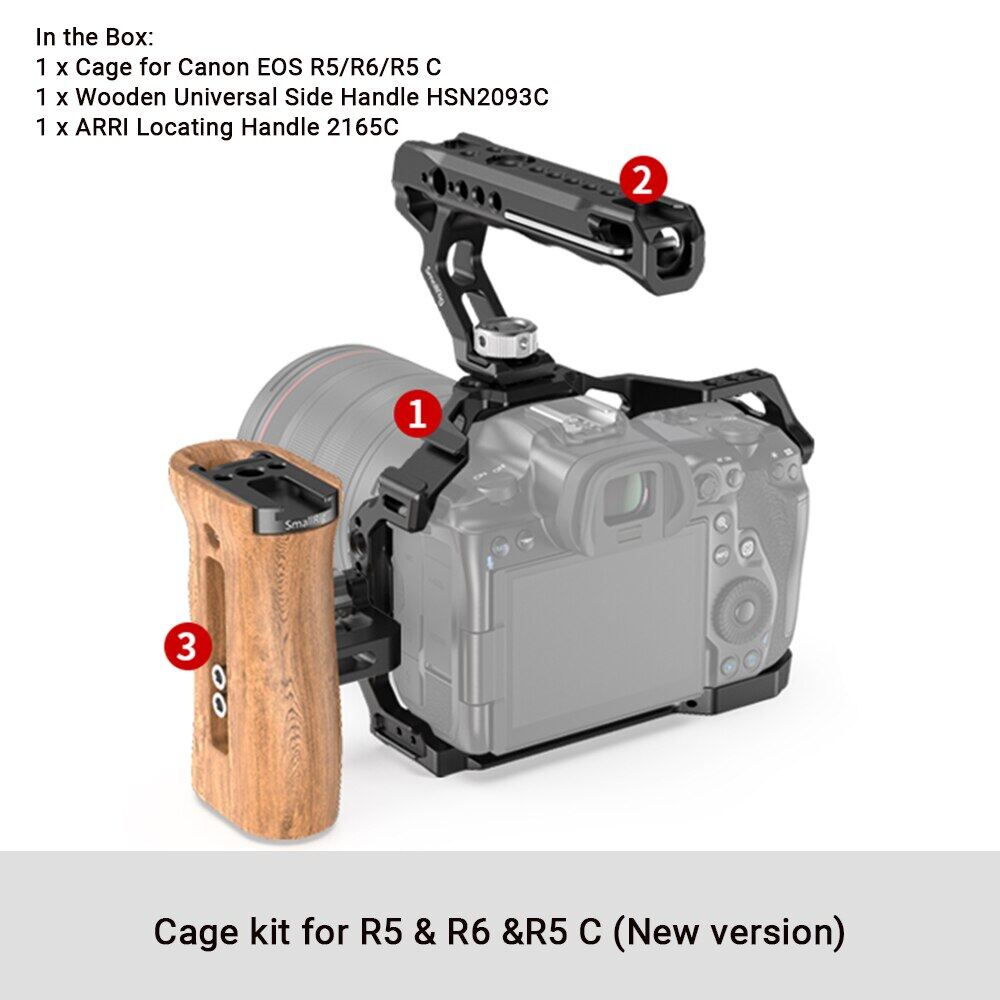 Smallrig DSLR Canon Camera Cage Canon EOS R5 R6 R5 C Built-In Cold Shoe ...