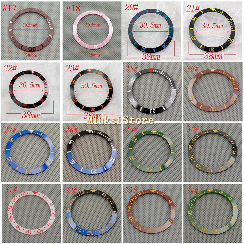 38Mm Black Blue White Green Ceramic/Titanium Bezel Insert For 40Mm ...