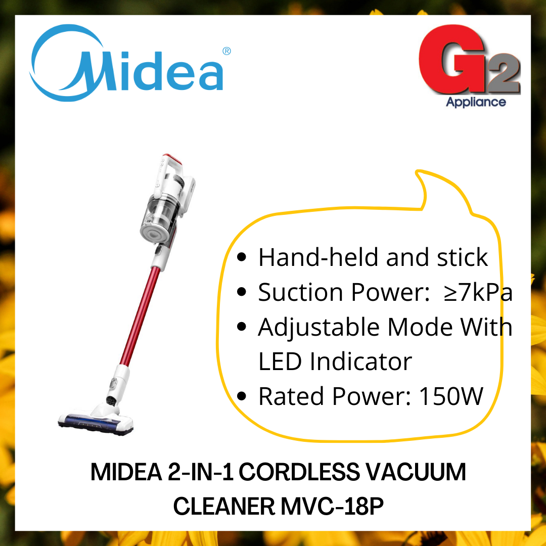 Midea ( Ready Stock) 2-in-1 Cordless Vacuum Cleaner MVC-V18P- Media ...