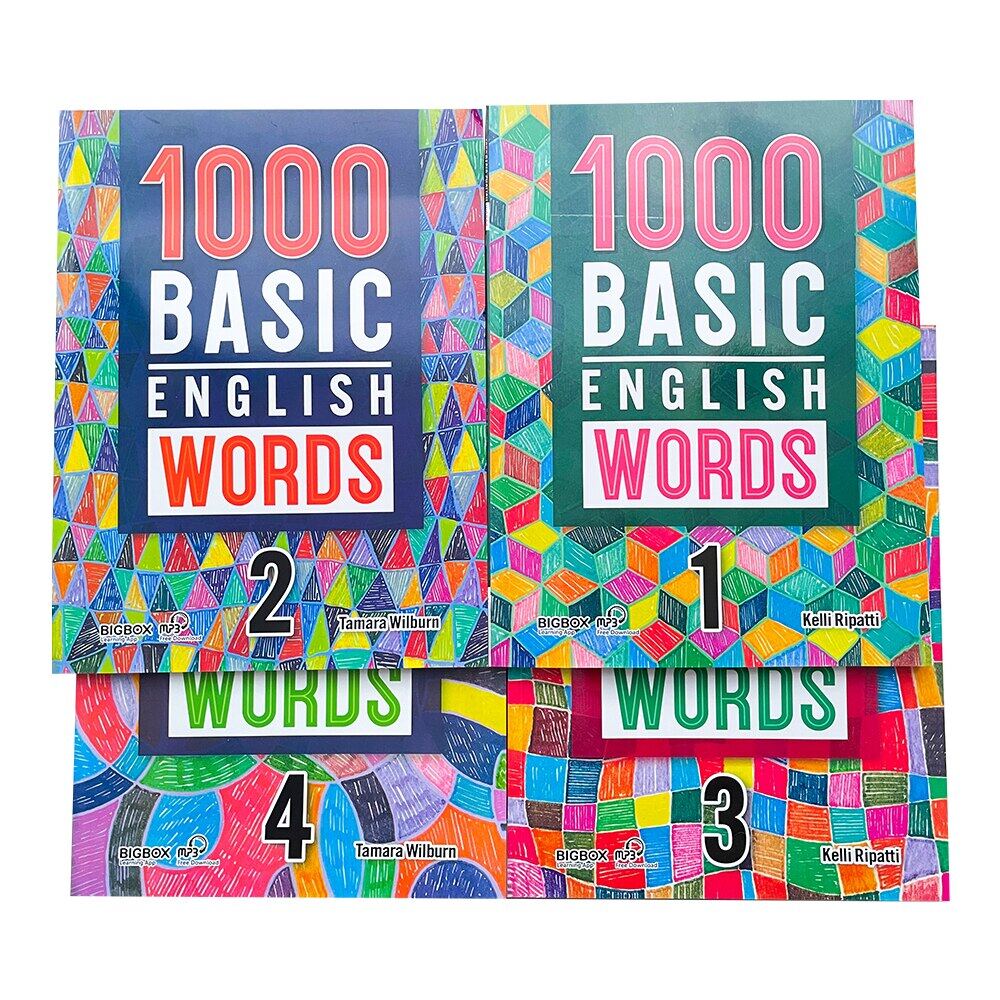 4 หนังสือ 1000 Basic English Words Level 1-4 English Learning ...
