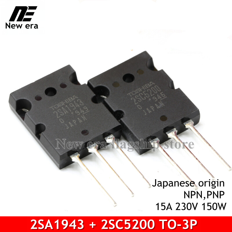 4คู่ Original 2SA1943 2SC5200 TO-3P (4Pcs A1943 + 4Pcs C5200) 15A/230V/150W NPN PNP Toshiba High ...