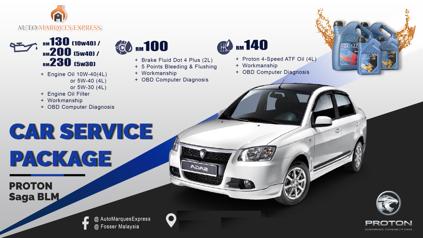 Proton Saga BLM Engine Oil, CVT & Brake Fluid Service Package | Lazada