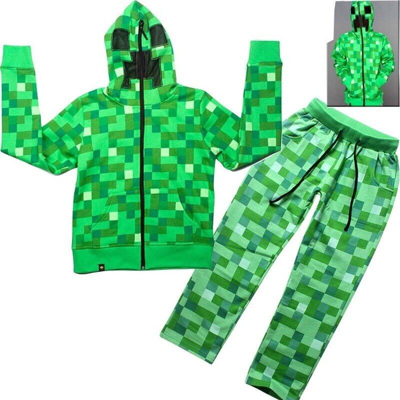 Children Halloween Creeper Minecraft Kids Costume Casual Funny Green ...