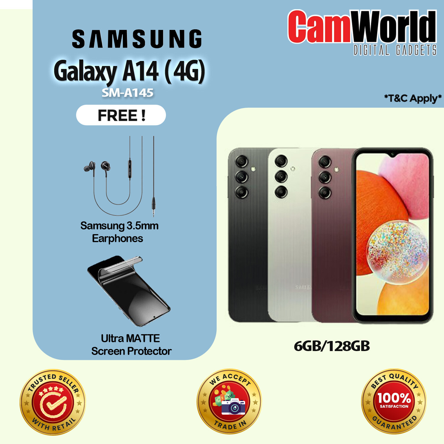 Samsung Galaxy A14 LTE ( SM-A145 )( 6GB + 128GB ) With 3.5mm & Ultra ...