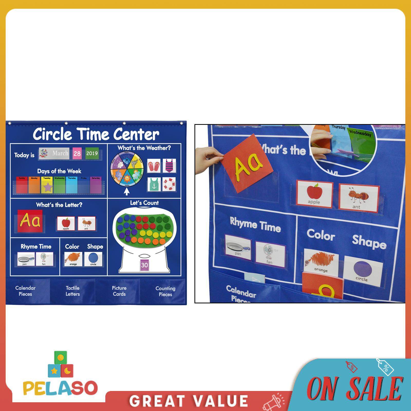 Pelaso Circle Learning Time Center Pocket Chart Set Kids For Kids ...