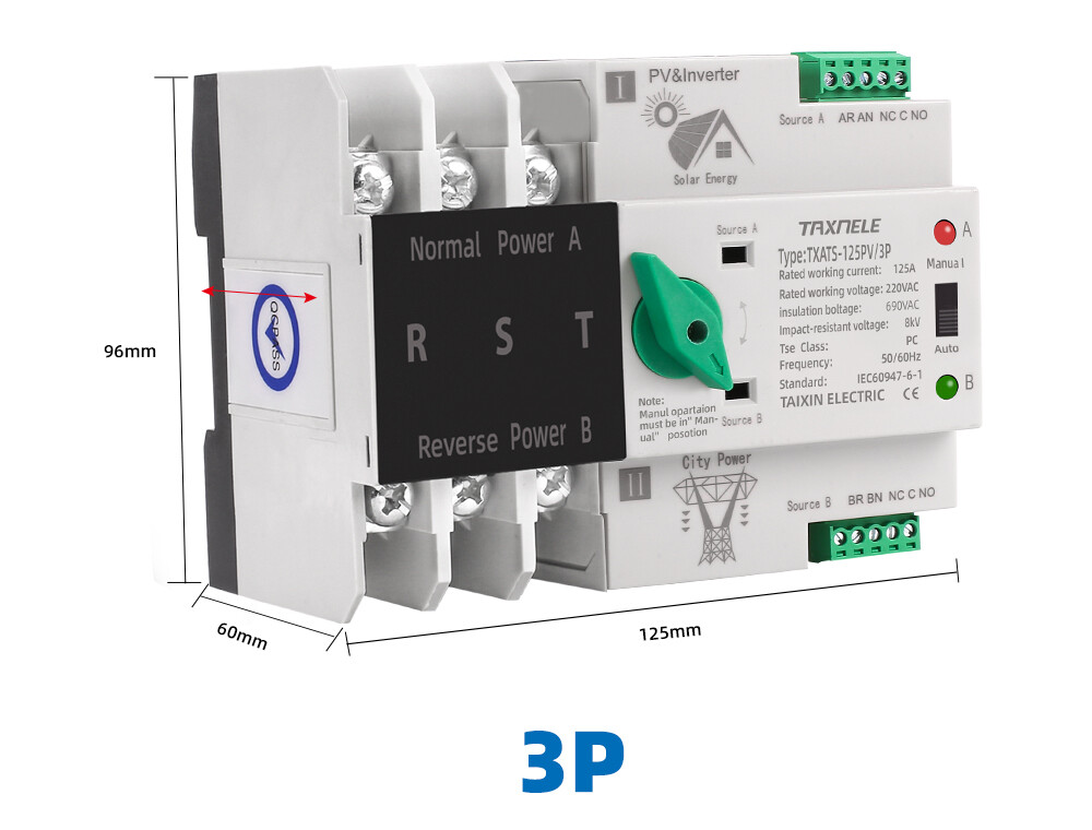 2P 3P 4P Din Rail ATS PV Inverter Dual Power Automatic Transfer ...