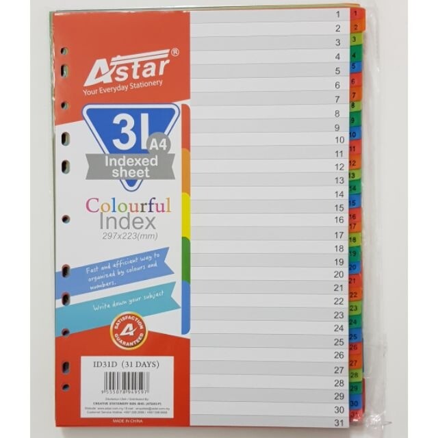 A4 PP Index Divider PP / COLOR & GREY / Plastic Index Divider ...