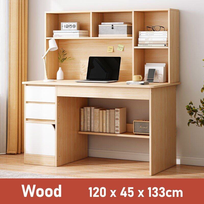 QUANU-120CM Computer Study Table With Book Shelf Meja belajar Table ...