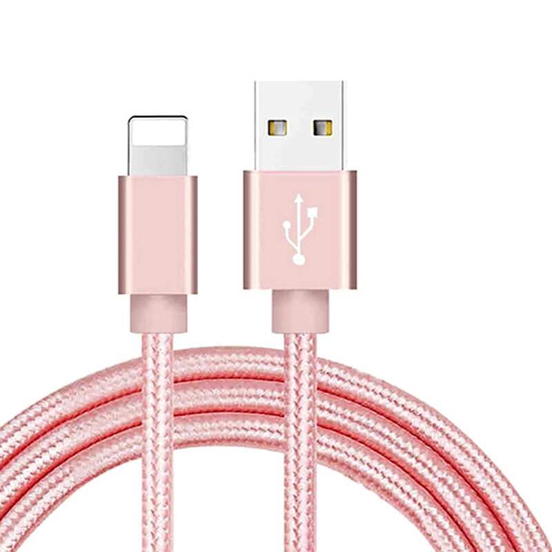 Heavy Duty Metal Nylon Braided Lightning USB Fast Charger Data Cable 1M ...