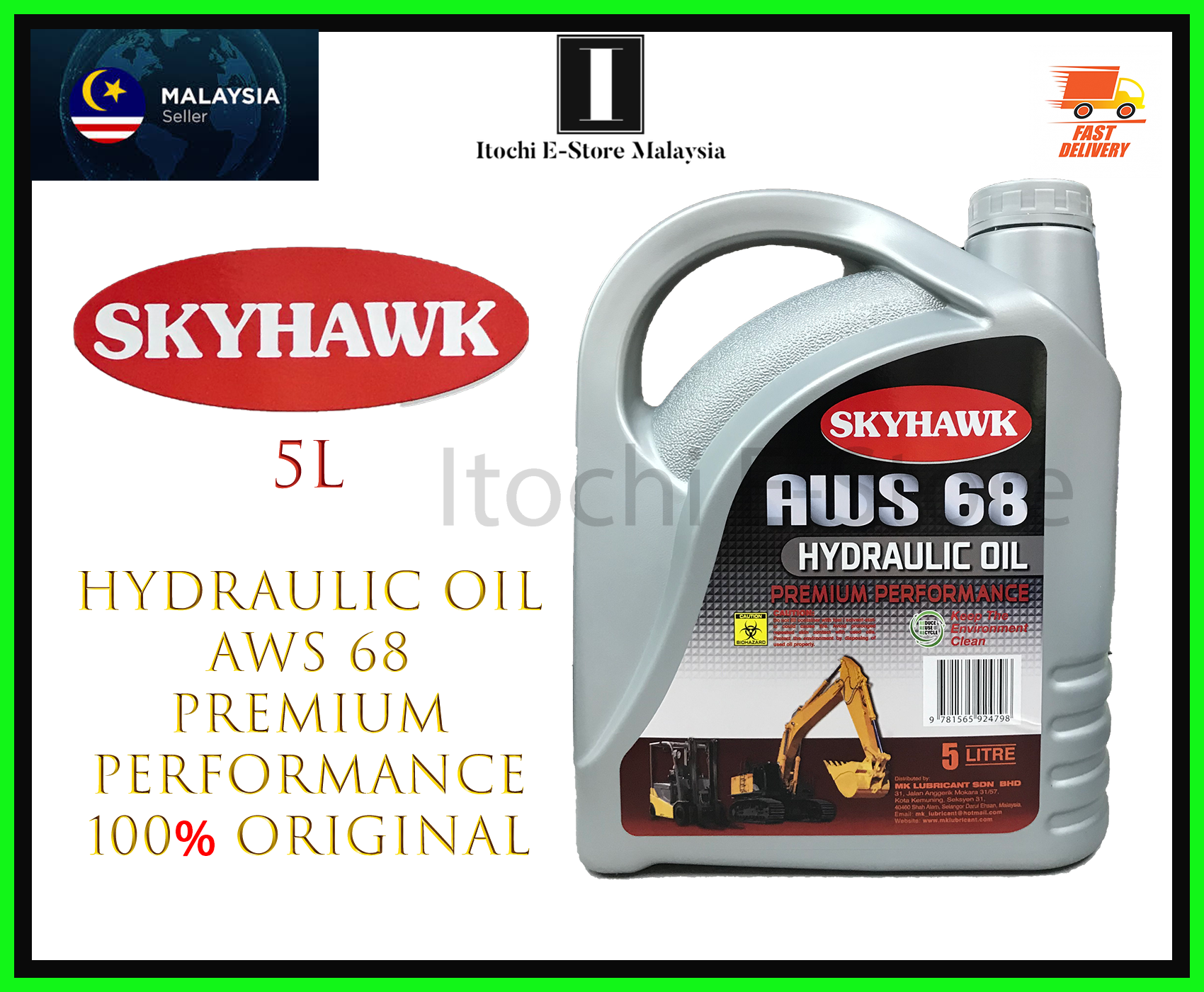 【Ready Stock in Malaysia】SKYHAWK 5 LITRE HYDRAULIC OIL AWS 68 PREMIUM ...