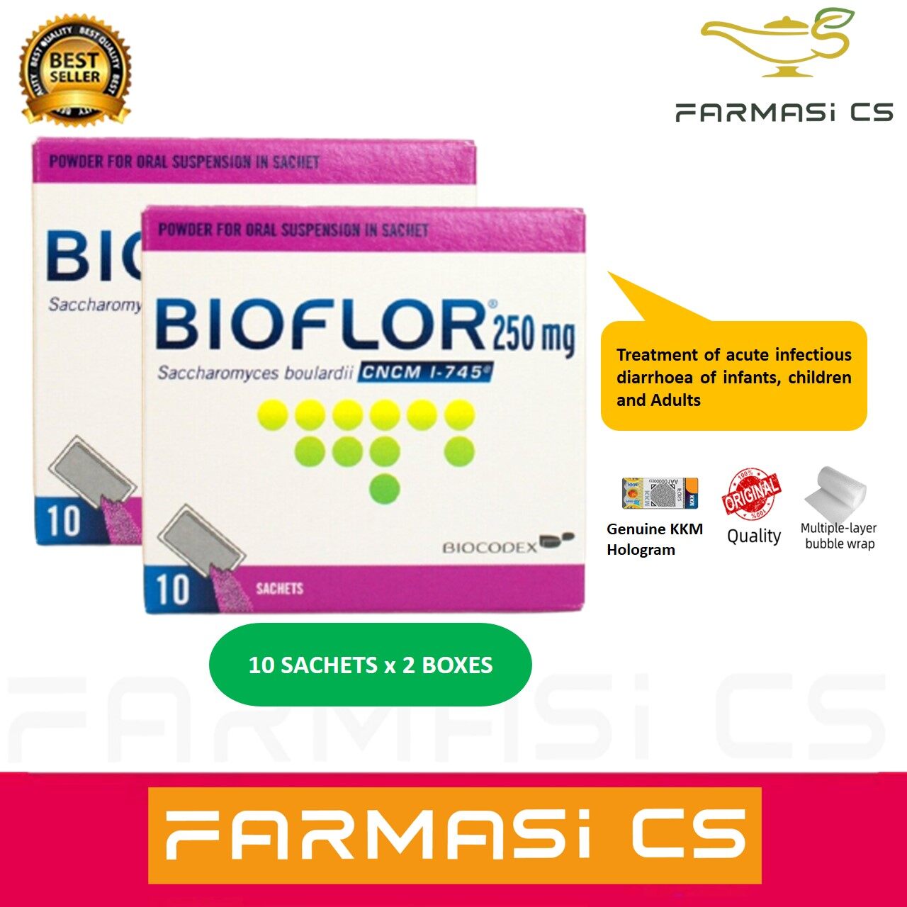 Bioflor 250mg 10 Sachets x 2 Boxes EXP:09/2026 [ TWIN ] [ Treatment of ...