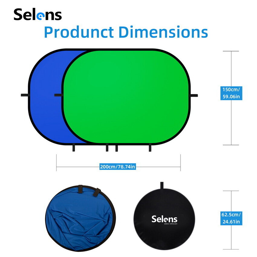 Selens สีเขียว Chromakey พื้นหลังของหน้าจอแผง Reversible พับ1.5X2M ...