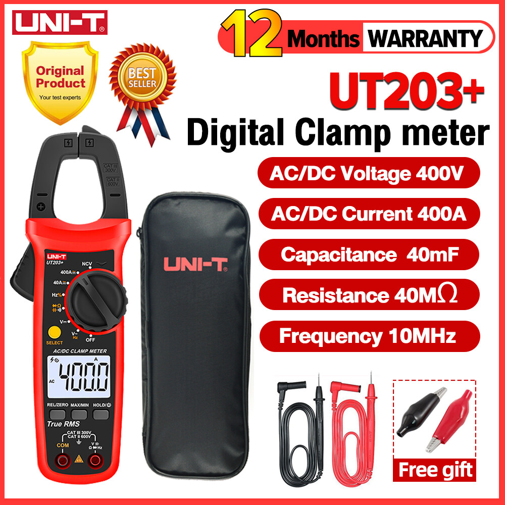 UNI-T 203+ คลิปแอมป์ แคลมป์มิเตอร์ดิจิตอล รุ่น UT203+ กิ๊ปแอมป์ วัด AC ...