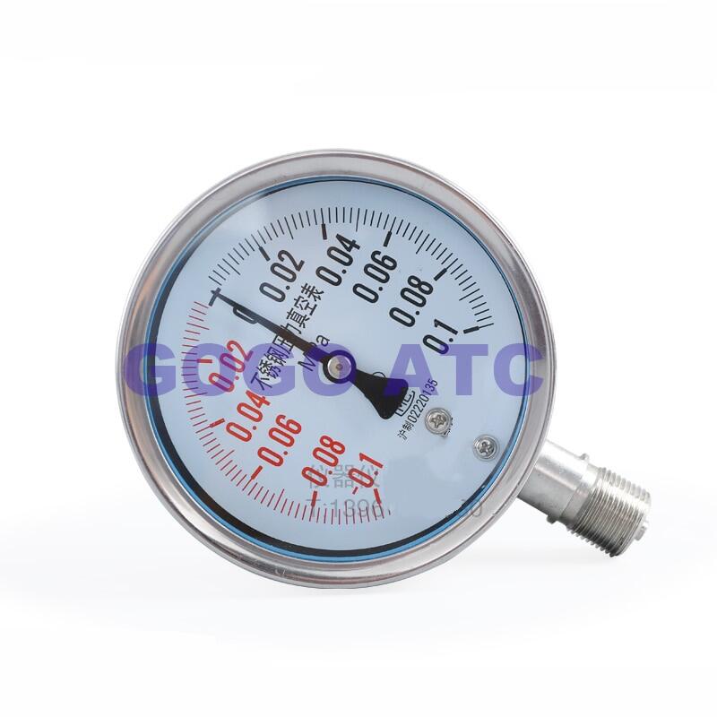 Y100BF -0.1-0.1Mpa สแตนเลสทั้งหมดบวกและลบเครื่องวัดความดันสูญญากาศ100มม. เกจวัดความดันก๊าซ ...
