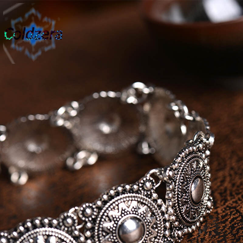Coldzera Vintage Boho โบราณเงิน Tattoo สร้อยคอ Retro Turquoise ลูกปัด ...