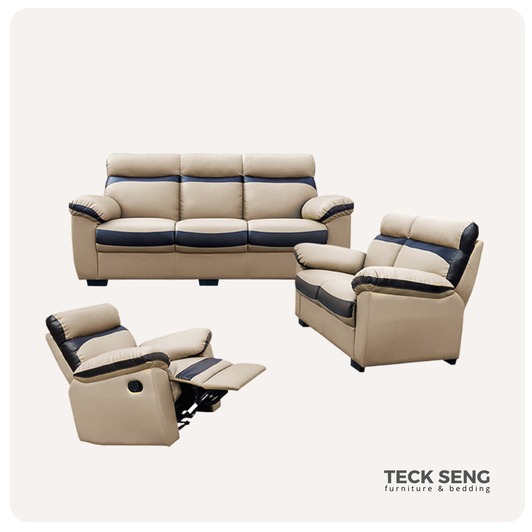 [TECK SENG] PASSION PU Leather 1R+2+3 SEATER Sofa Set/ Modern Sofa | Lazada
