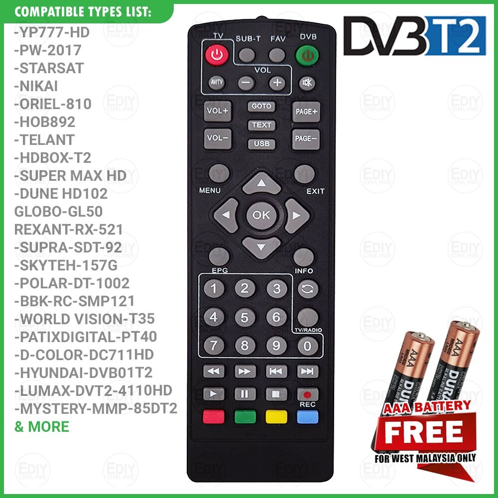 ORIGINAL MYTV Remote Control DVB DVB-T2 DVBT2 /S2/K3/K2 Set Top Box for ...