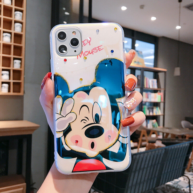 Cartoon Lovely Mickey Minnie Mouse Mobile Phone Case with Bling Glitter ...