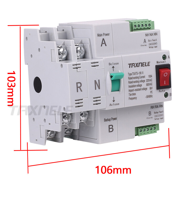 ATS Dual-Power Automatic Transfer Switch 2P 4P 100A Circuit Breaker MCB ...