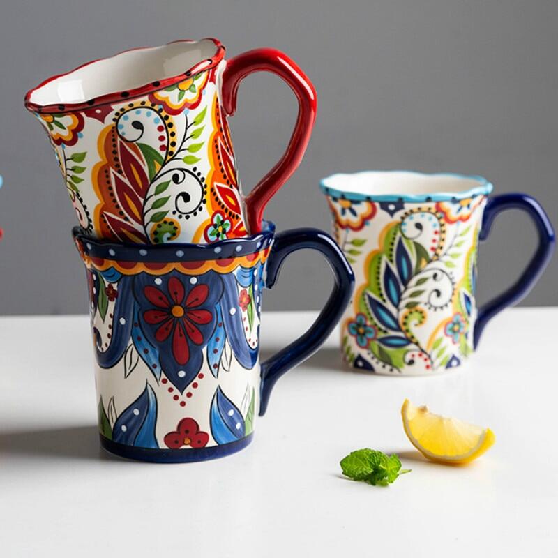 500Ml Large Bohemian Mug Ceramic Mark Cup Breakfast Coffee Milk Tea ...