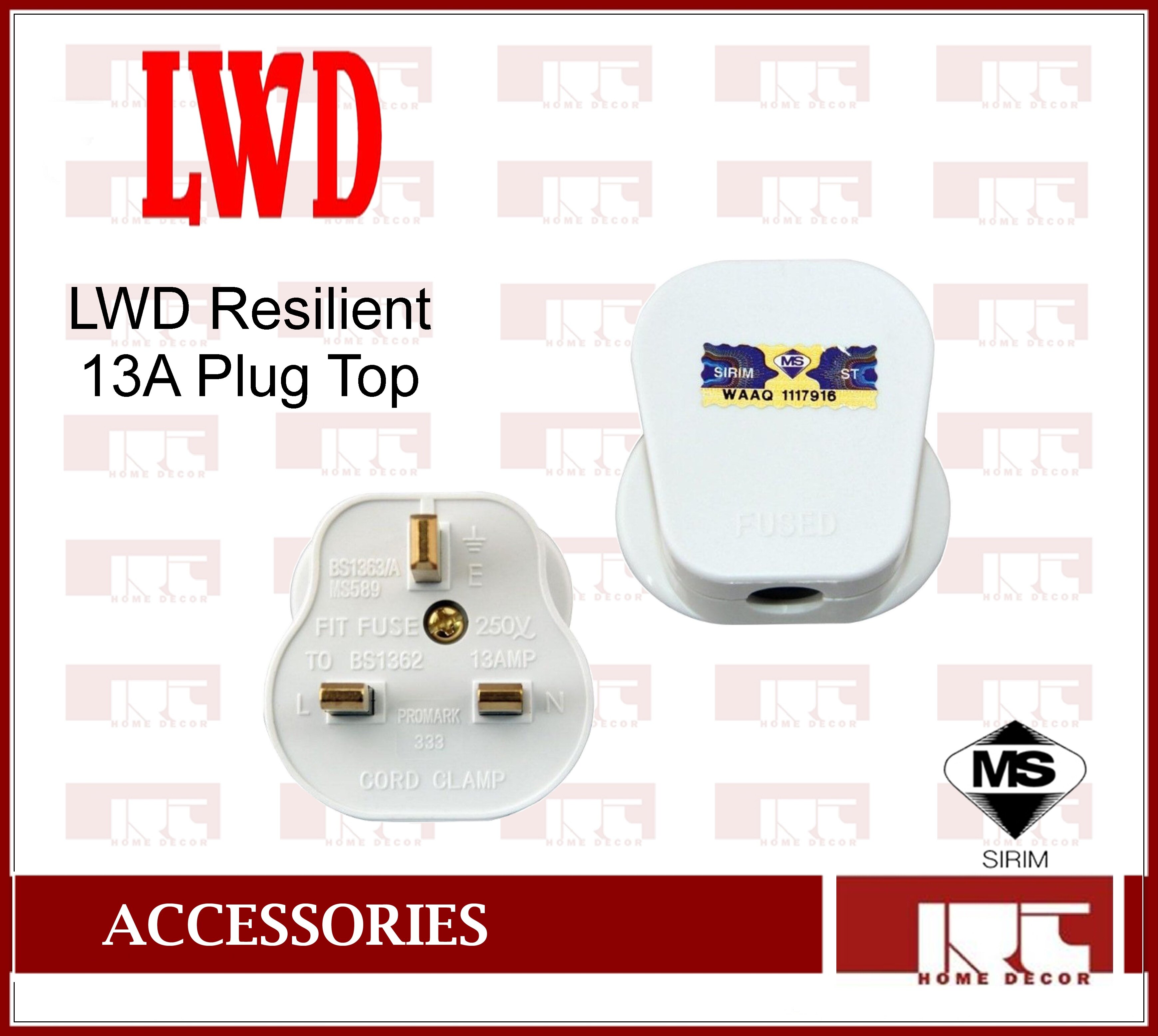 LWD 13A FUSED PLUG TOP / 13A RESILIENT PLUG TOP / SIRIM APPROVED | Lazada