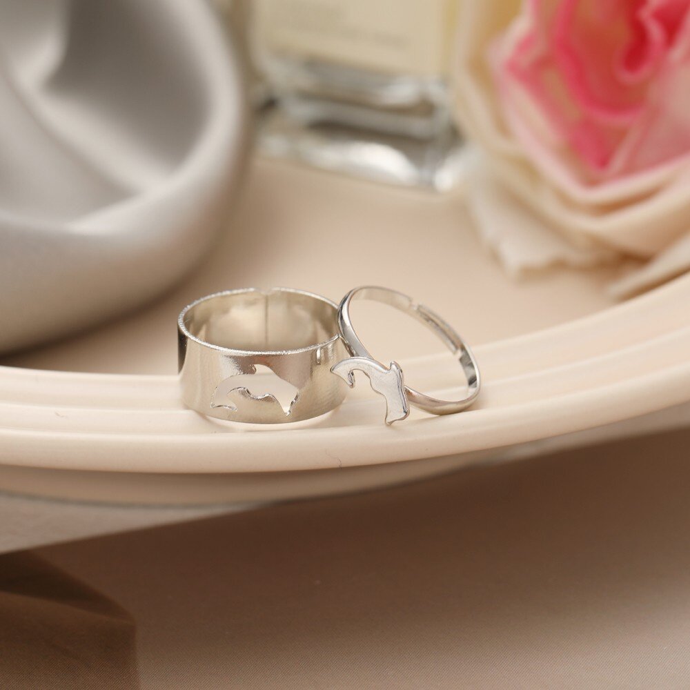 17KM 2pcs/set Cute Couple Rings Set Heart Star Butterfly Simple ...