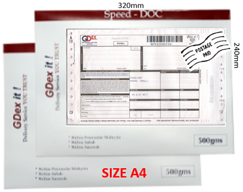 GDEX SAMPUL PRABAYAR / PREPAID A4 SIZE ENVELOPE SPEED DOCUMENT / POSLAJU POS EKSPRES 0.5KG | Lazada
