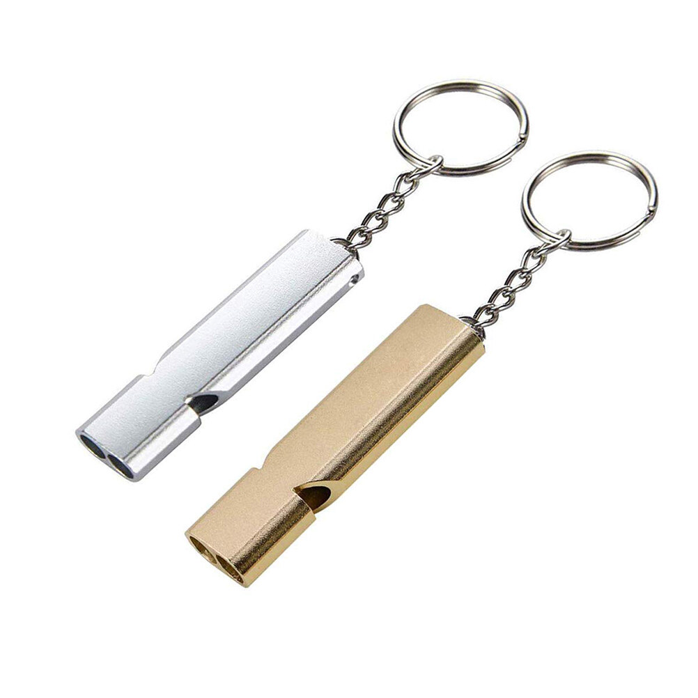 2 Pcs Aluminum Alloy Double Pipe High Decibel Whistle Outdoor Emergency ...