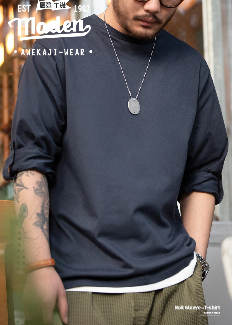 Uncle Fu MADEN เสื้อยืดคอกลมแขนยาวสำหรับผู้ชาย,เสื้อใส่ได้ทั้งผู้ชายและ ...