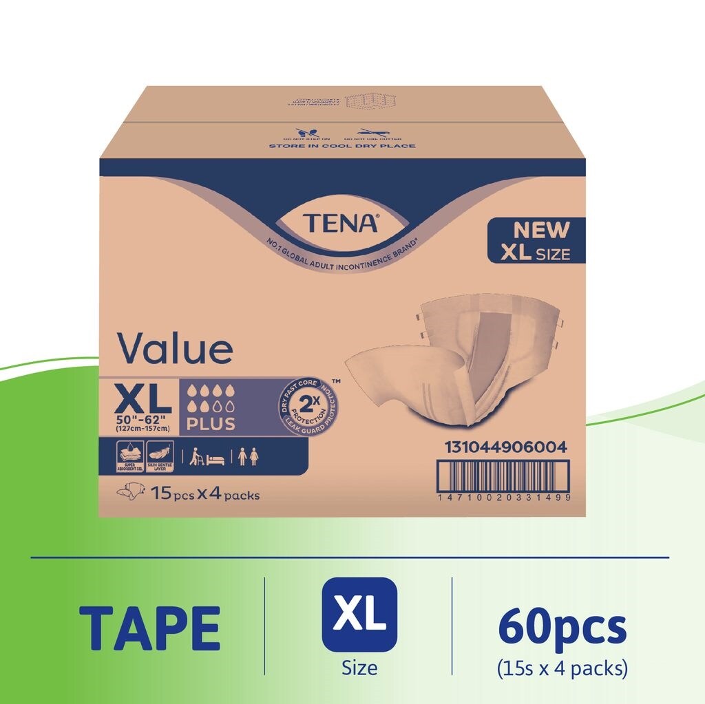 Adult diaper TENA Value Box M15 / L15 / XL15 (4 Packs) | Lazada