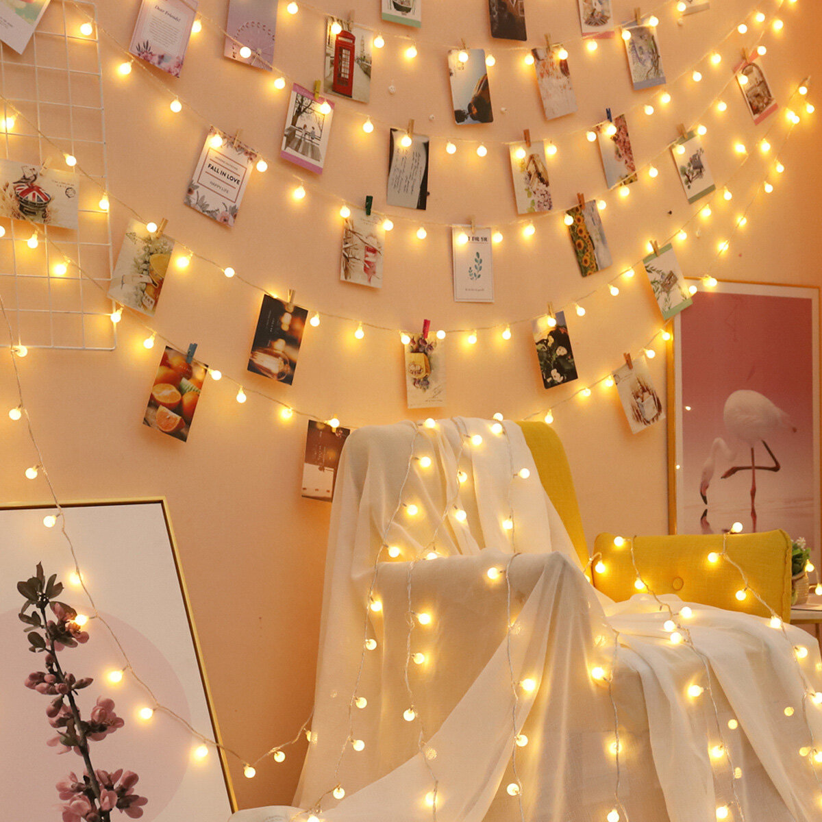 ไฟสตริงกลางแจ้ง33ft LED Globe String Lights With 80 Lamp Beads IP44 ...