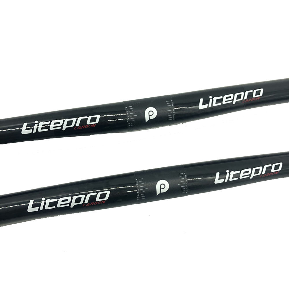 Litepro คาร์บอน MTB แฮนด์จักรยานพับได้ Brompton บาร์จับแนวนอน25.4*580 ...