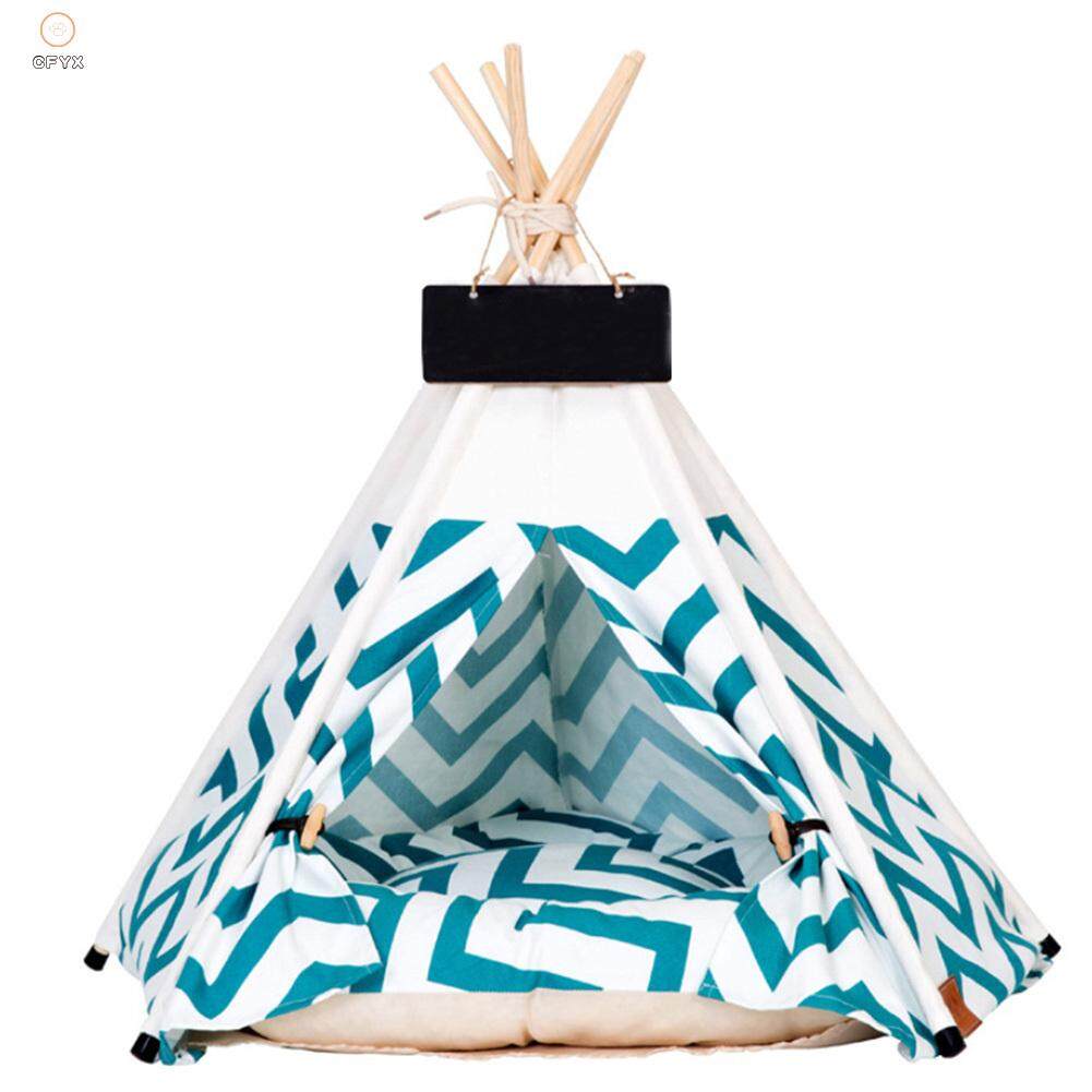 CYF # 【COD】Pets Teepee สุนัขแมวกระต่ายผ้าฝ้ายผ้าใบแบบพกพาลายเต็นท์สัตว์ ...