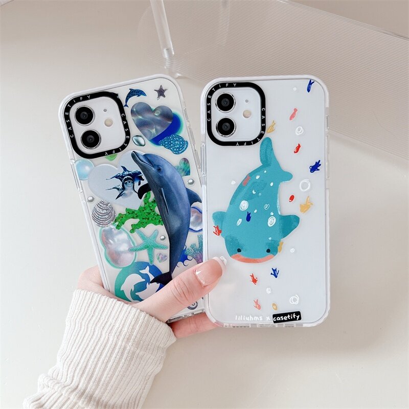 พร้อมสต็อก TiFY【Dolphins Sharks】Soft ซิลิโคน TPU Case iPhone สำหรับ13 ...