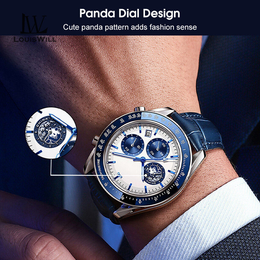 LouisWill Men Watches Genuine Leather Casual Fashion Business Watch Men ...