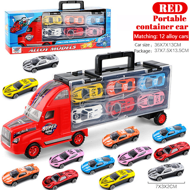 iDECO Container Truck Toy Lorry Cars 12 Alloy Car Model For Kids Baby ...