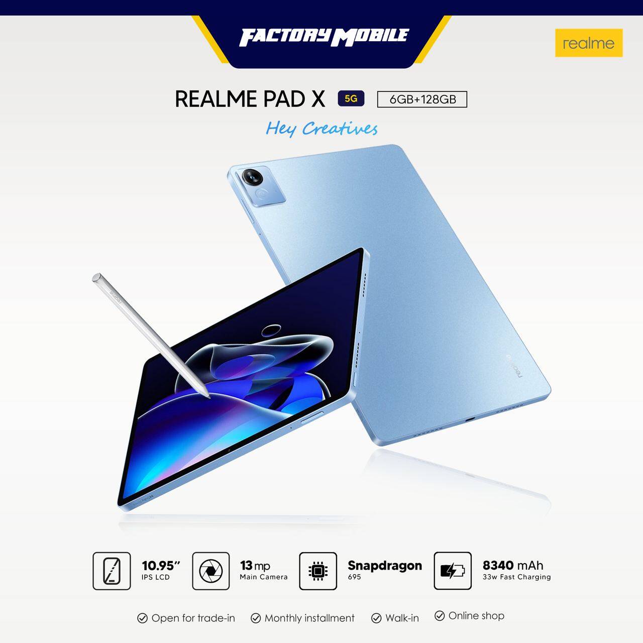 Realme Pad X 5G | 10.95" WUXGA + Full View Display | Lazada