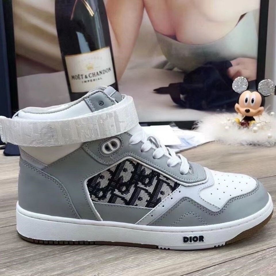 CD High Version Men's And Women's Casual Shoes 2021 New Leather Letter ...