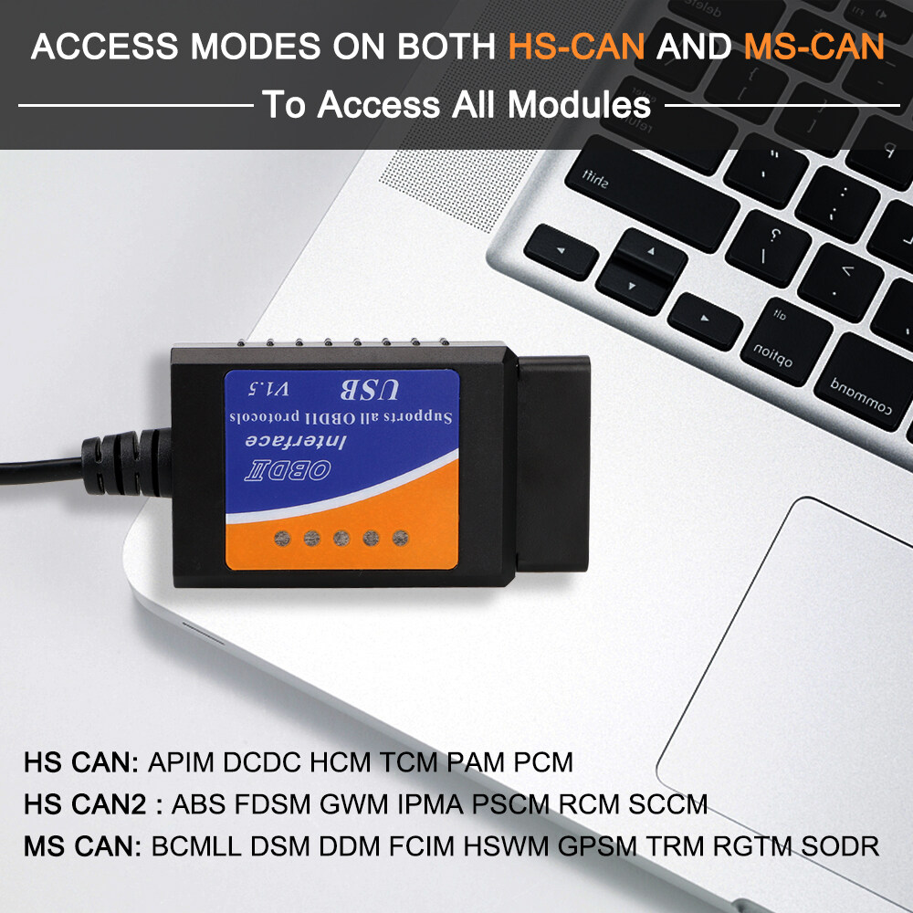 ELMconfig HS MS-CAN การเขียนโปรแกรมปลดล็อกอัตโนมัติเครื่องมือ ELM327 USB V1.5เครื่องอ่านโค้ด ...
