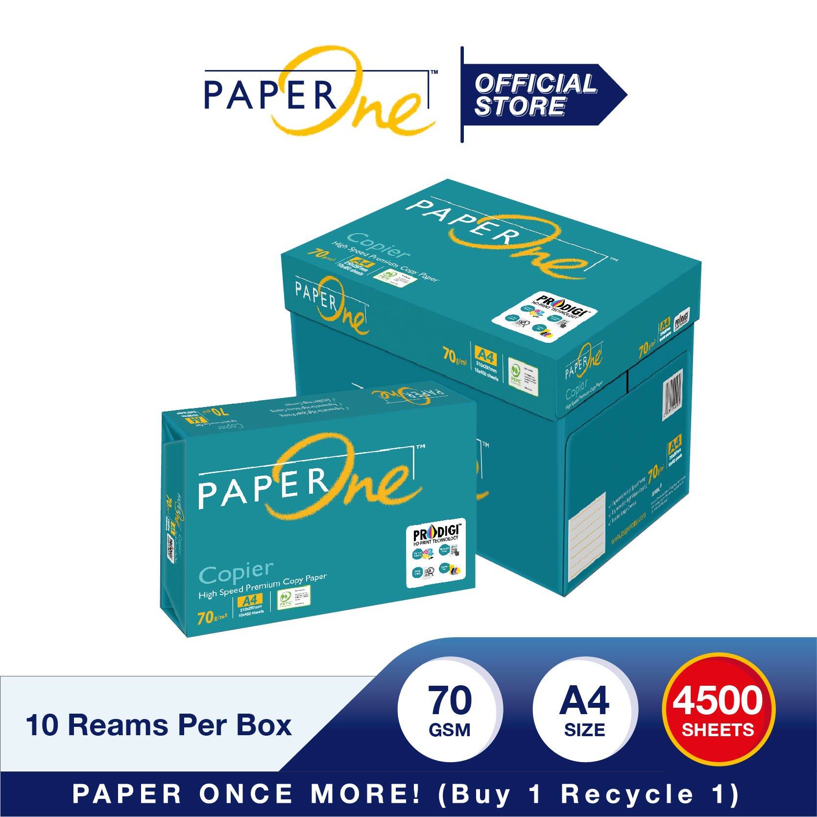 PaperOne A4 Copier Paper 70gsm 4500 Sheets (10 Reams) | Lazada