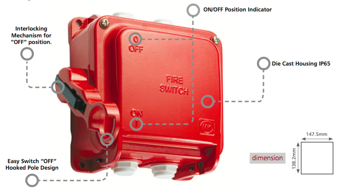 MK FS0202 20A 2P Fireman Switch | Lazada