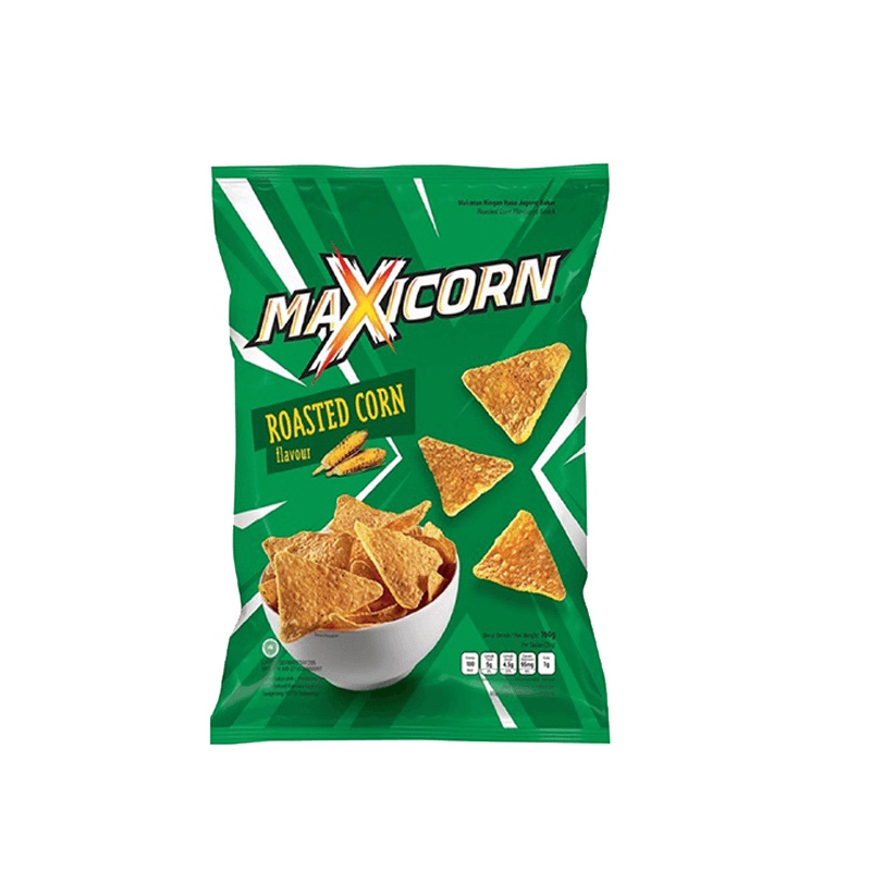 Indonesia Crispy Maxicorn Triangular Potato Chips Roasted Corn / Nacho ...