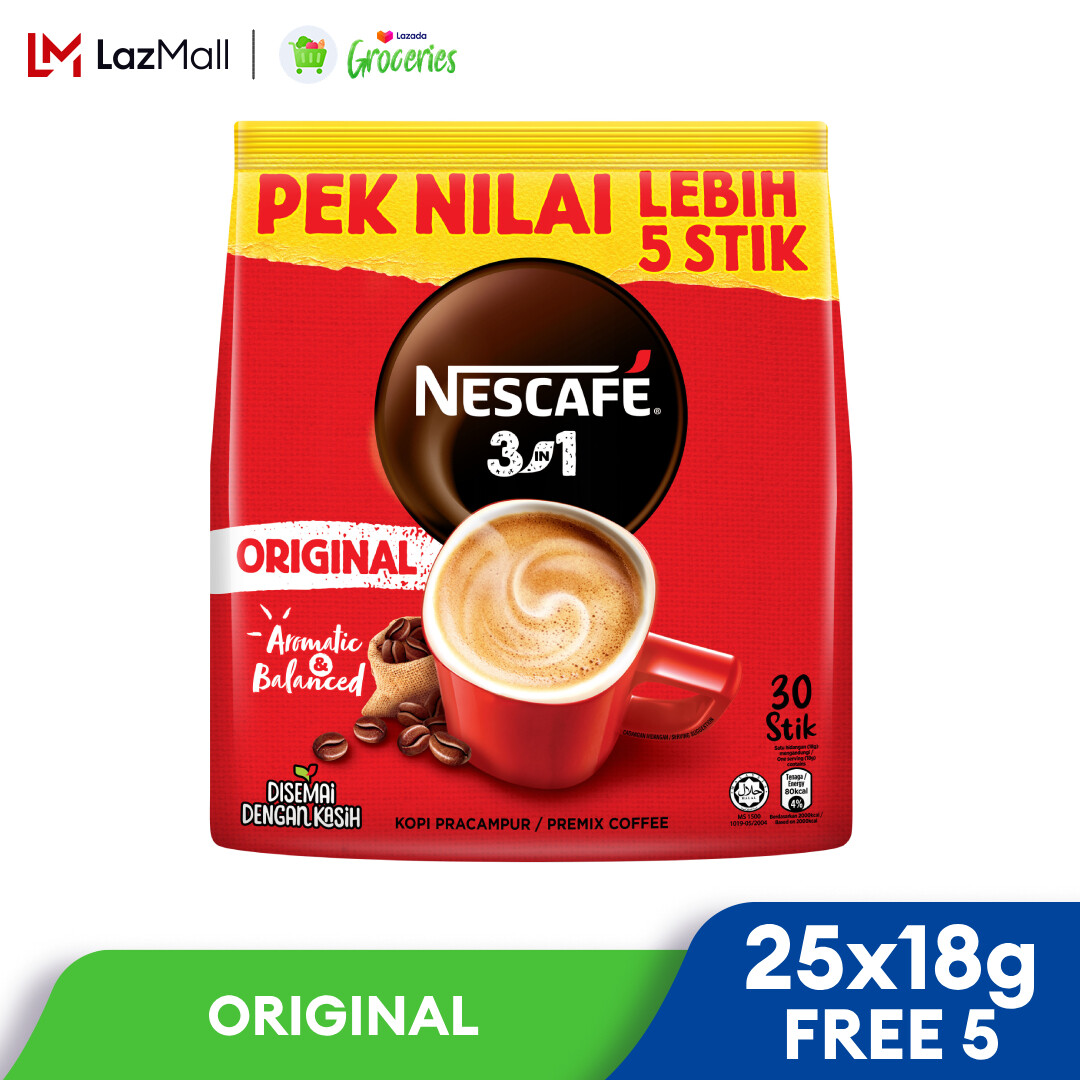 NESCAFE 3in1 Original 25 x 18g Free 5 sticks | Lazada